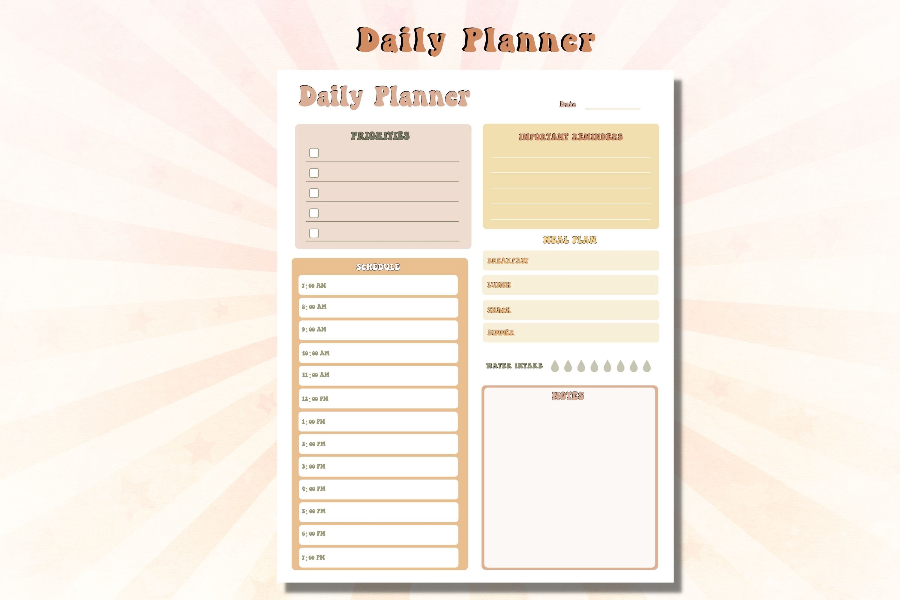 Printable Retro Planner Set, Digital Weekly Planner, Personal Monthly ...