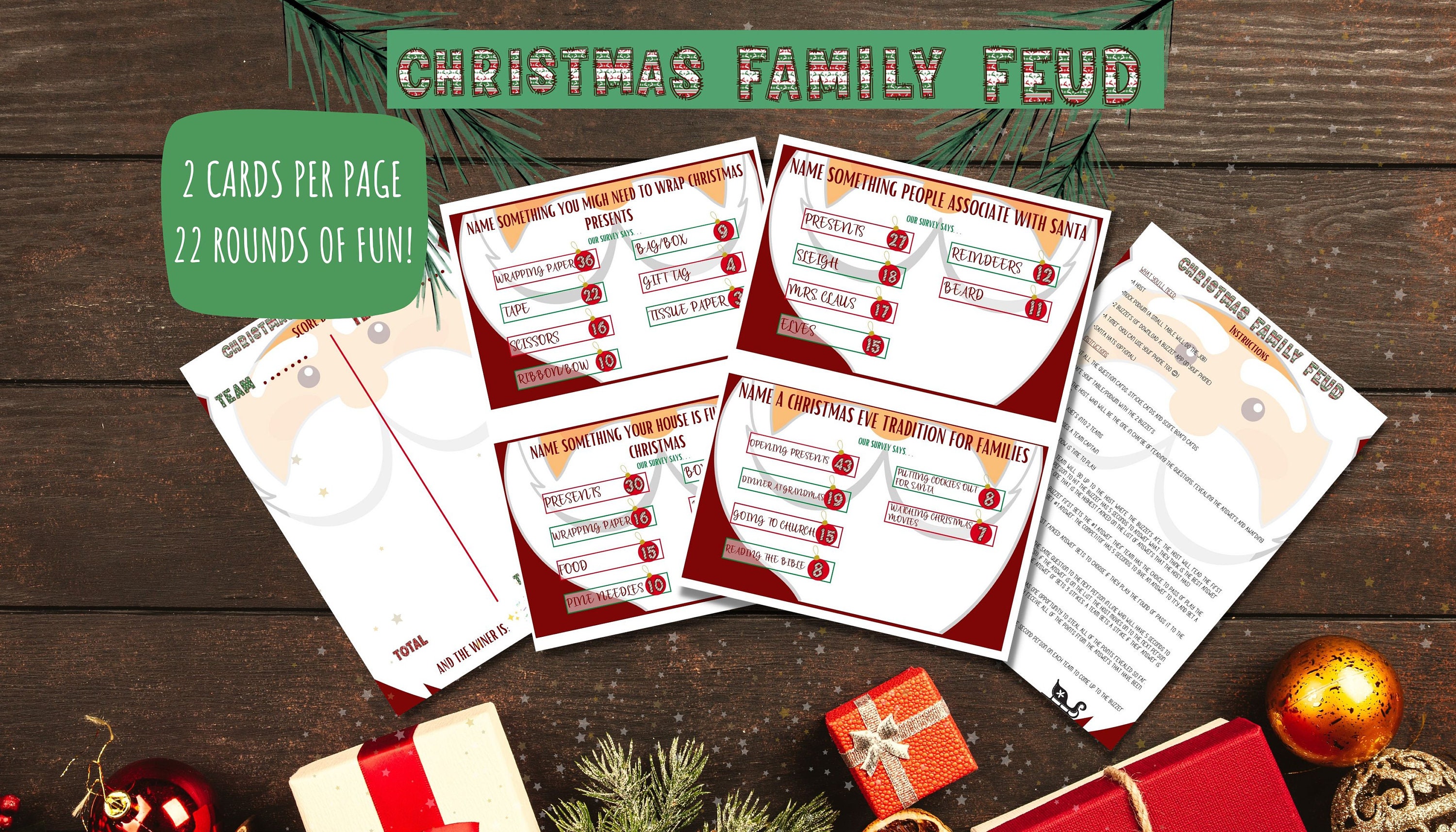 Instant Download Fun Christmas Family Feud Game, Christmas Party ...