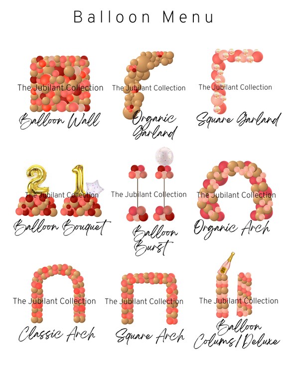 Basic Balloon Menu - Etsy