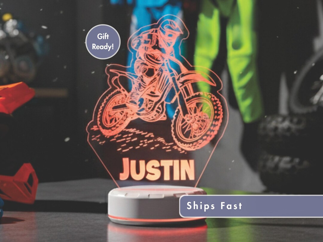 Custom Dirt Bike Night Light With Name - Personalized Motocross Lamp ...