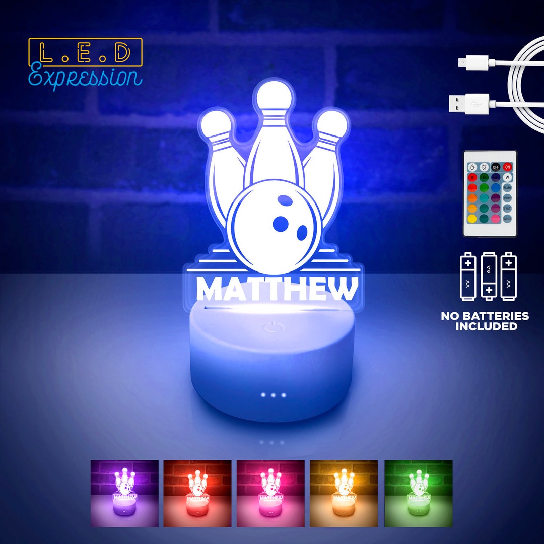 Bowling Strike LED Night Light Personalized Remote Control, Perfect for ...