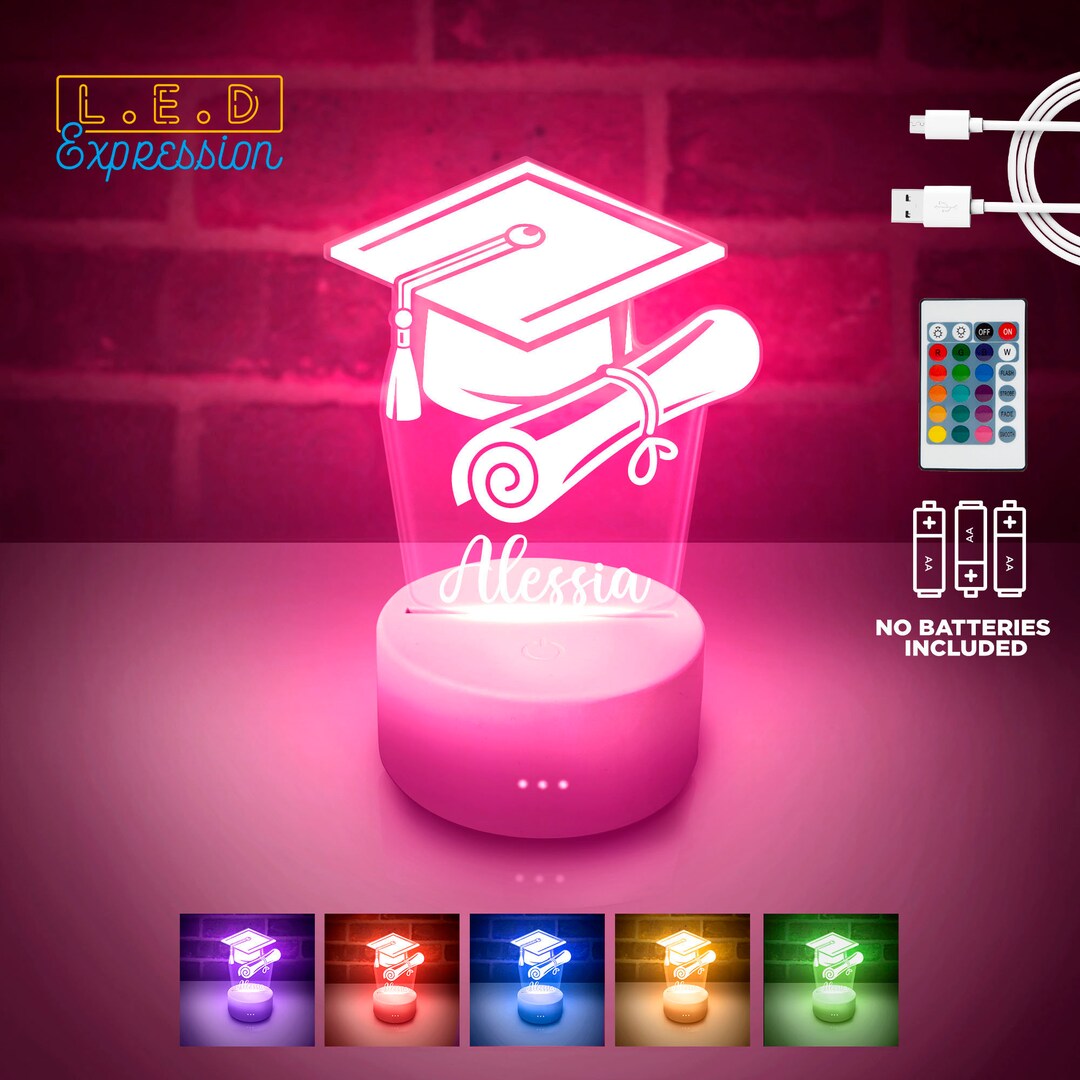Custom LED Name Light | Graduation Cap Personalized LED Sign With ...