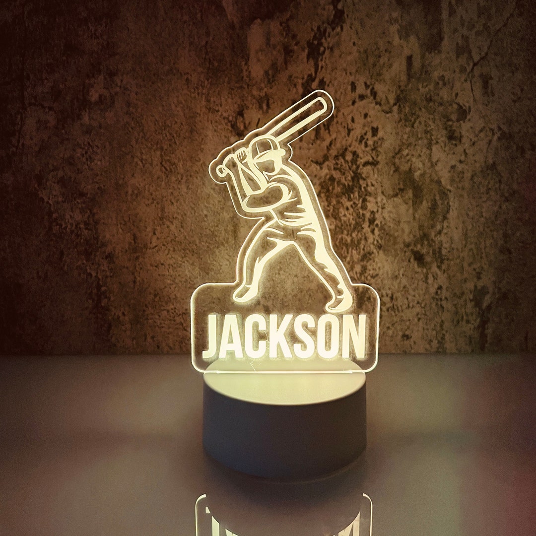 Baseball Player Personalized LED Night Light - Custom Name Gift for ...