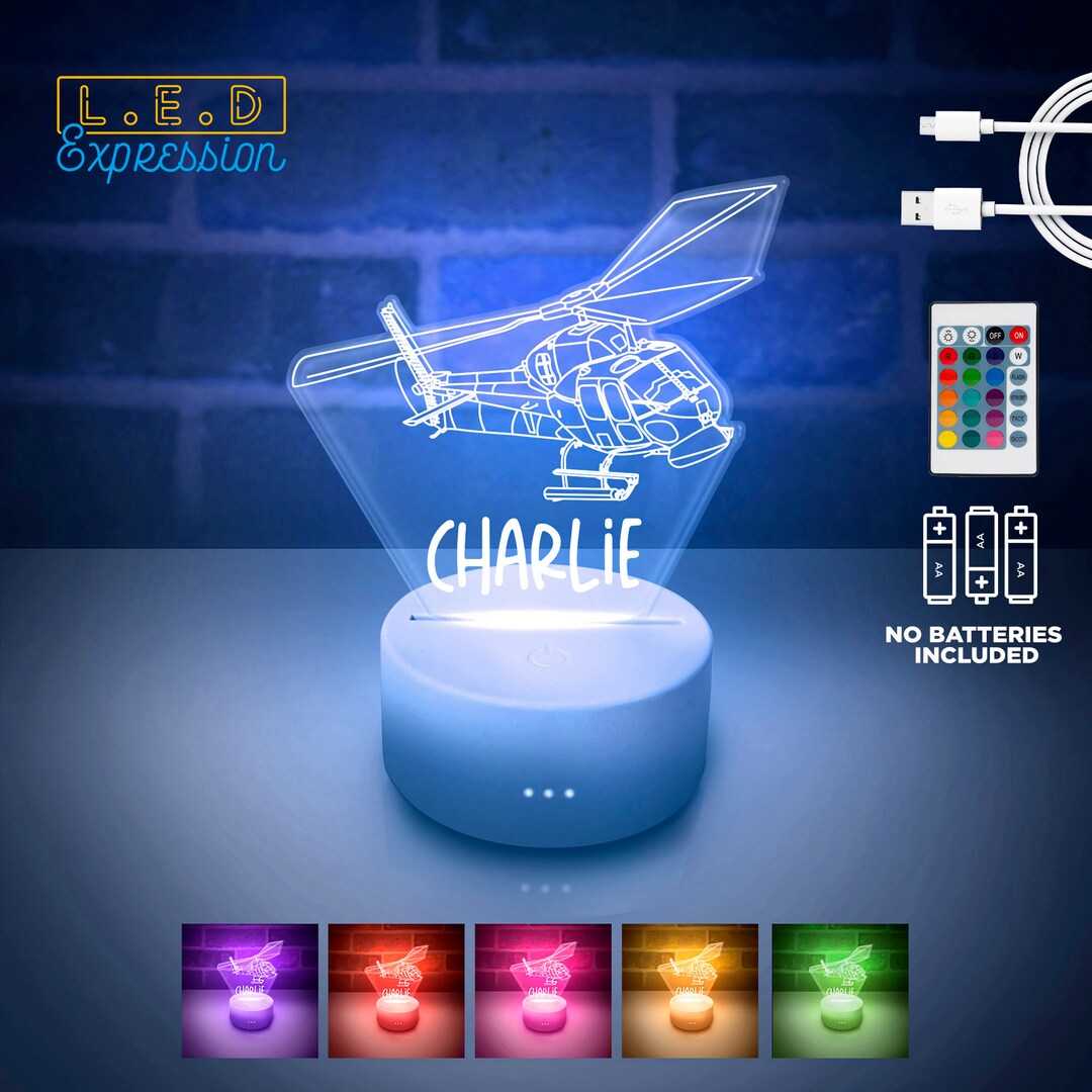 Custom LED Name Light | Helicopter Personalized LED Sign With Remote ...