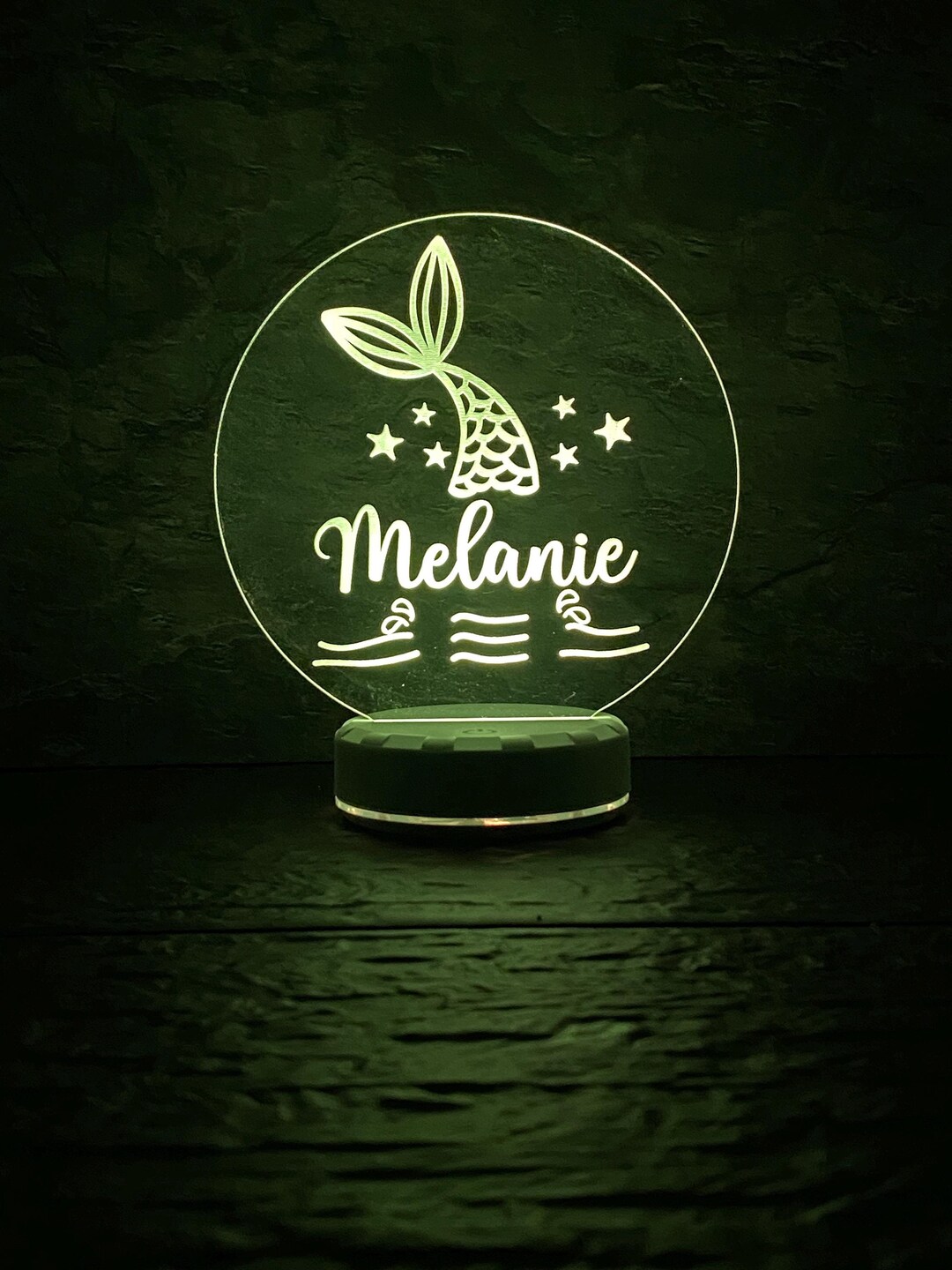 Personalized Rechargeable Mermaid Night Light - Custom LED Lamp for ...