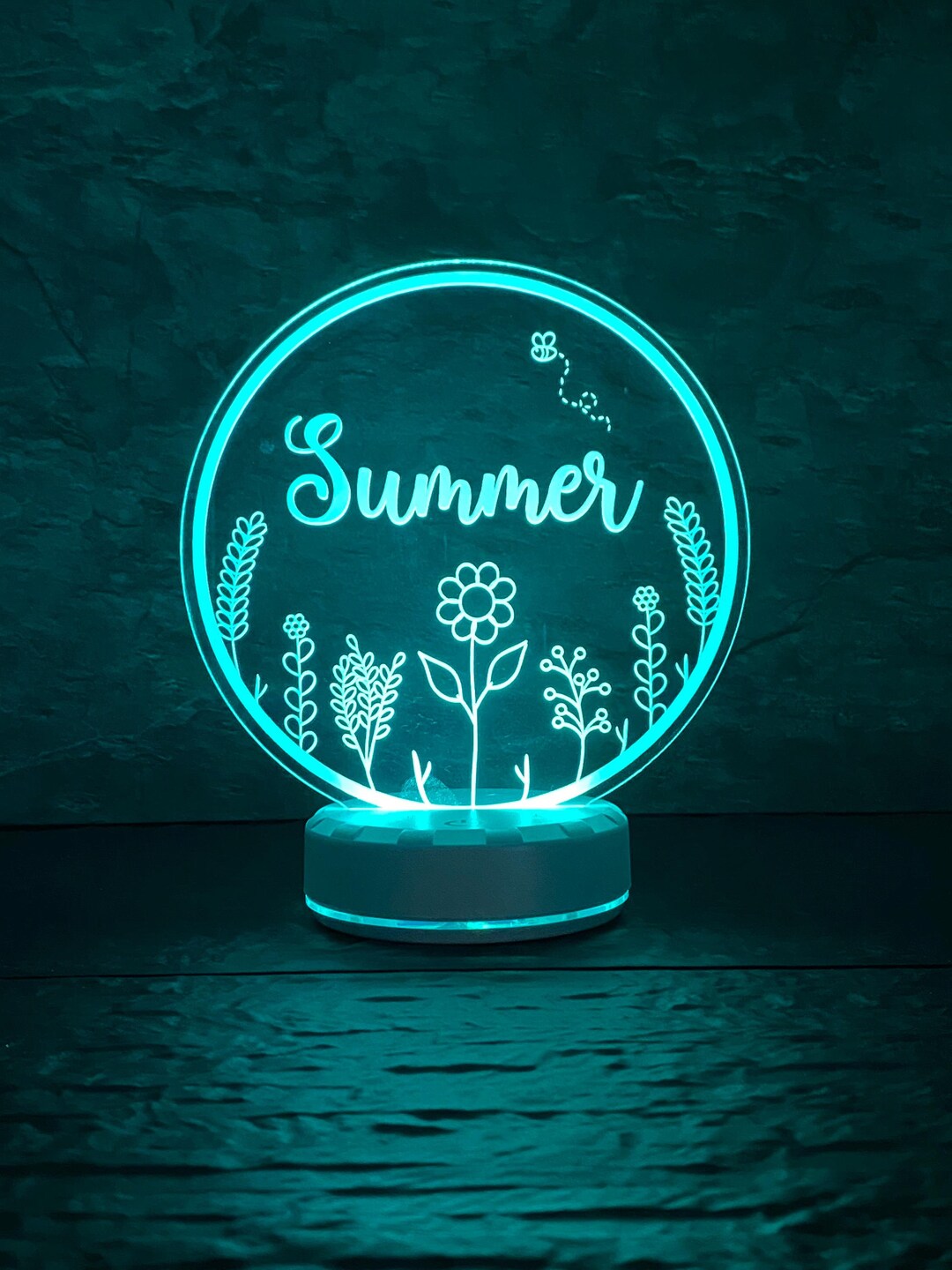 Personalized Rechargeable Flowers Night Light - Custom LED Floral Lamp ...