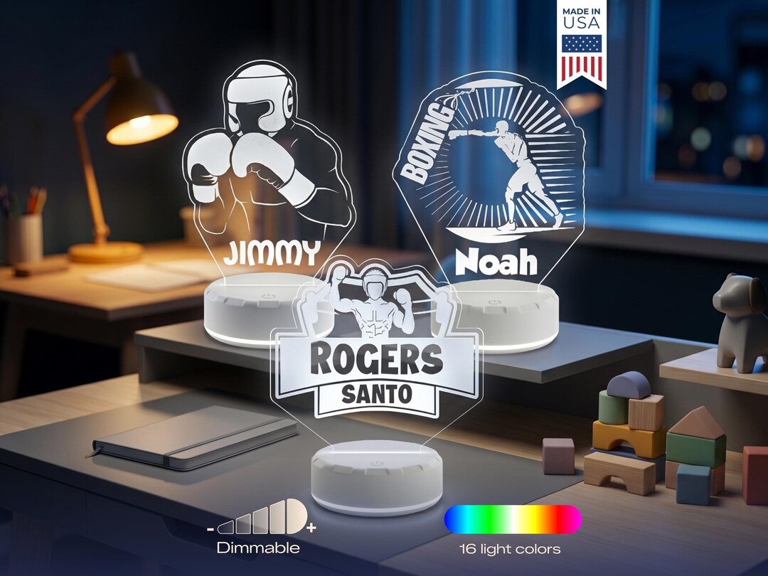 Personalized Boxing LED Night Light - Custom Name Boxer Lamp - Gift for ...