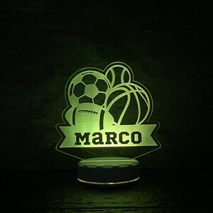Personalized Sports RECHARGEABLE LED Night Light - Custom Gift for Fans ...