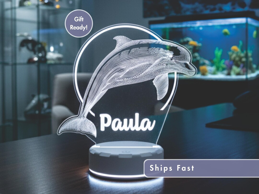 Personalized Dolphin LED Lamp With Custom Name – Ocean Lover Gift ...