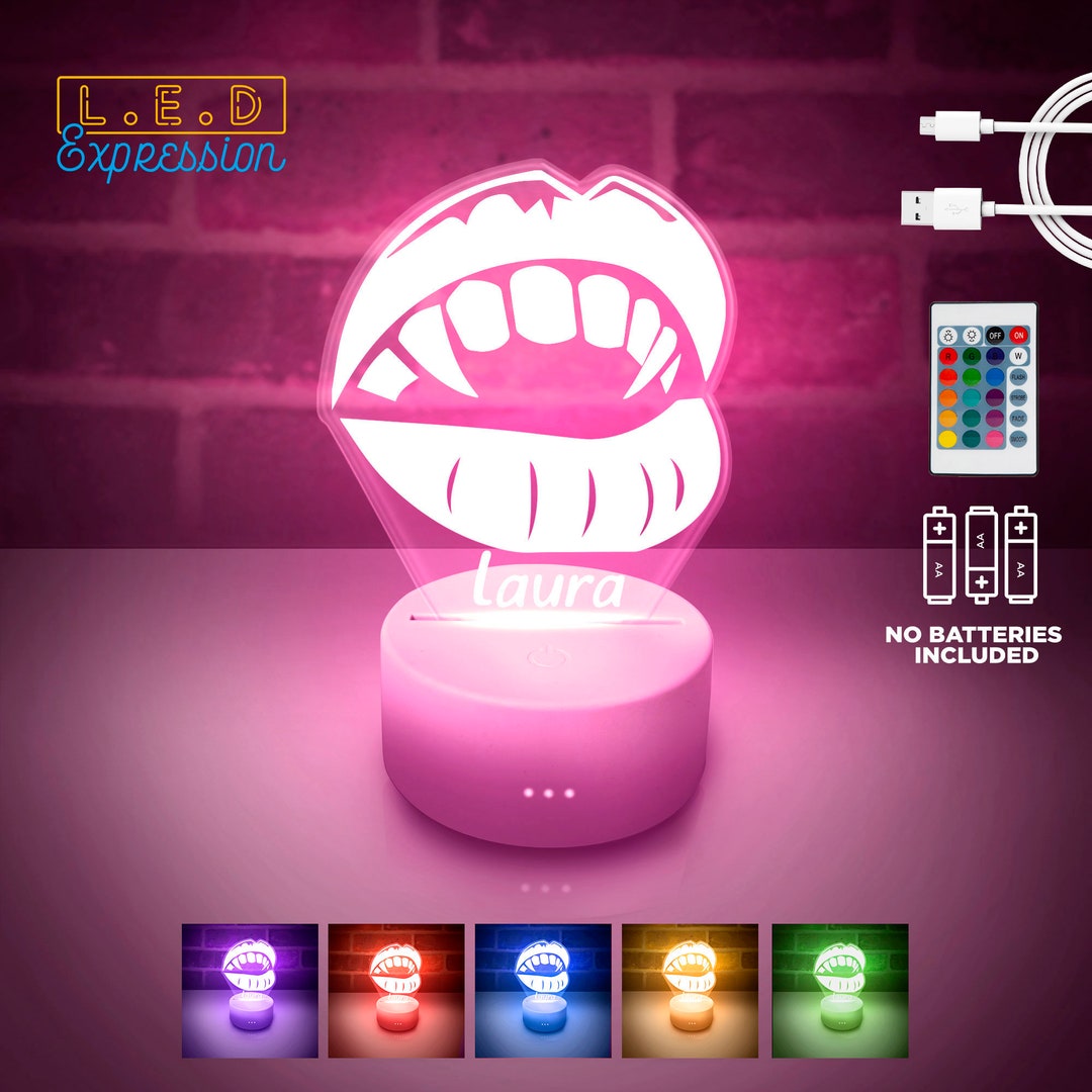 Custom LED Name Light Vampire Fangs Personalized LED Sign With Remote ...