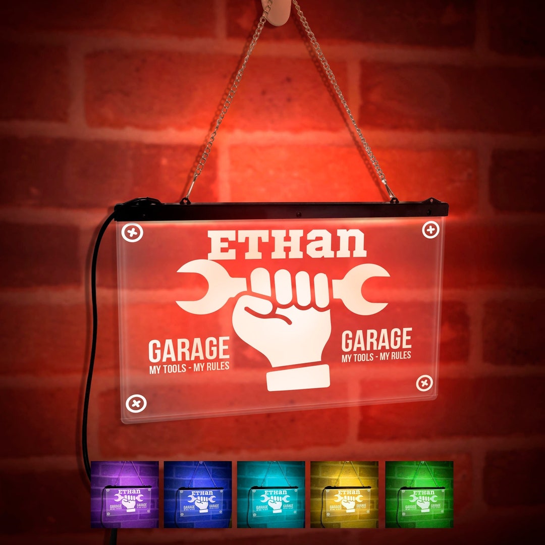 Custom LED Name Sign Garage Personalized LED Sign LED Night Light Light ...