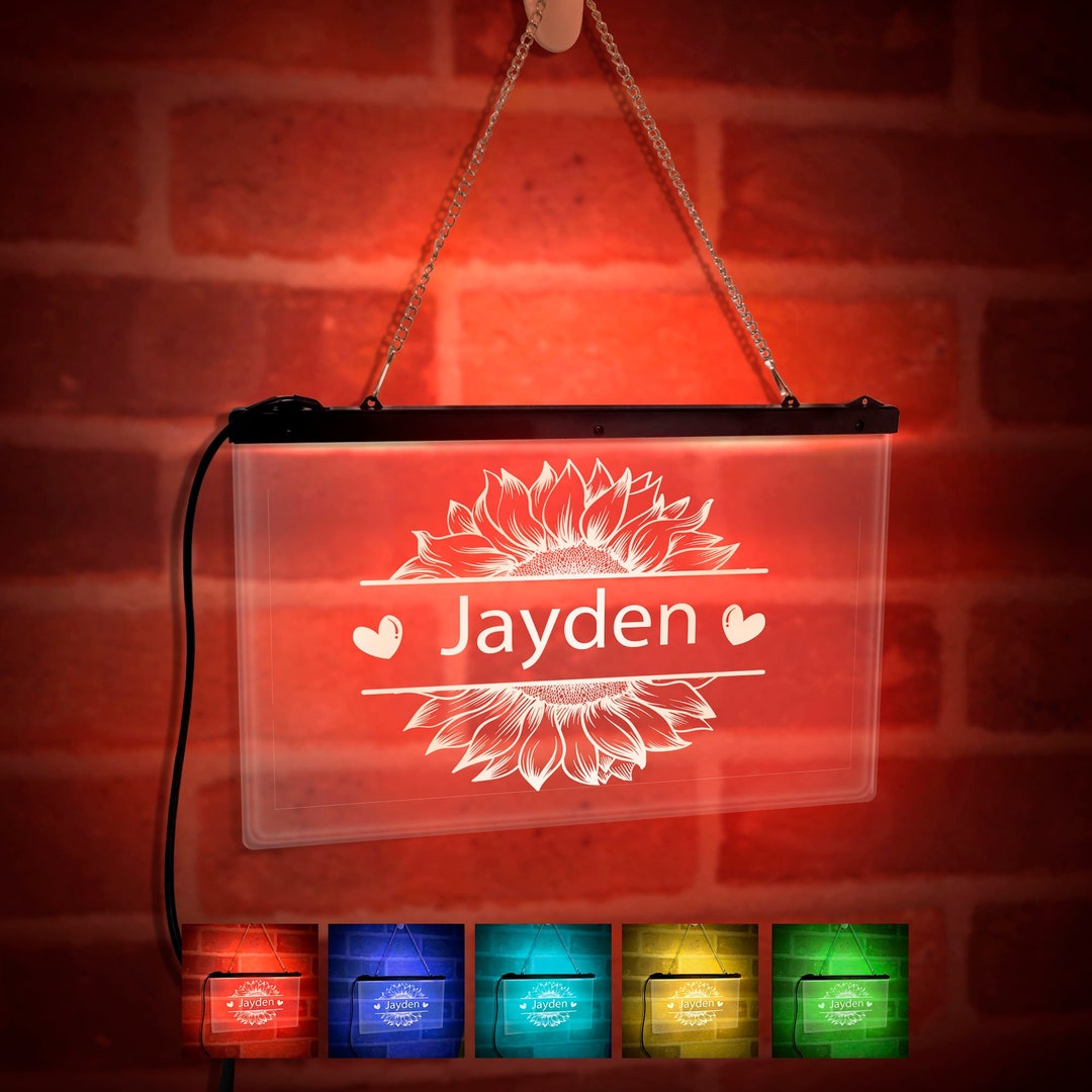 Custom LED Name Sign Flower Personalized LED Sign LED Night Light Light ...
