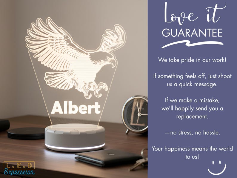 Personalized Eagle Light for Boys and Teens – Custom Name Bird Decor ...
