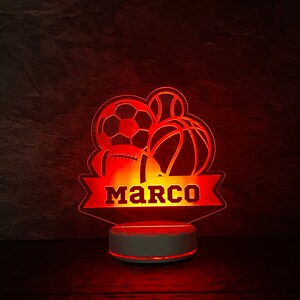 Personalized Sports RECHARGEABLE LED Night Light - Custom Gift for Fans ...
