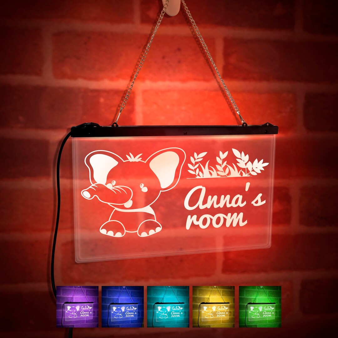 Custom LED Name Sign Elephant Personalized LED Sign LED Night Light ...