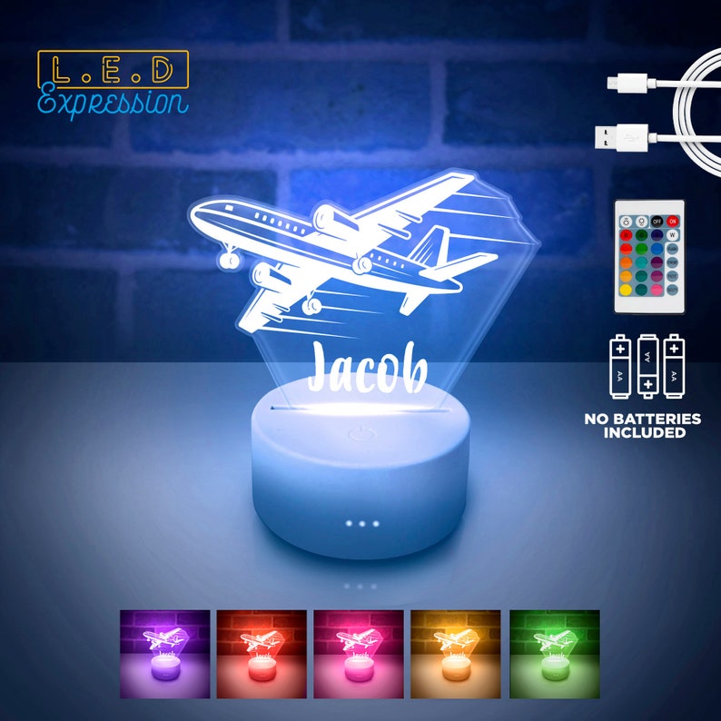 Airplane Personalized LED Night Light Custom Gift for Aviation - Etsy