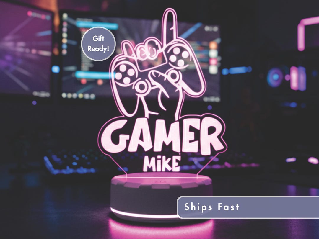 Gamer LED Lamp With Name – Custom Gaming Light – Video Game Room Gift ...