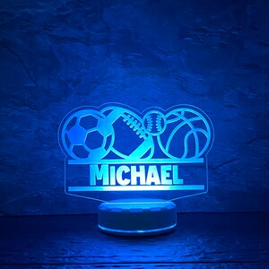 Personalized Sports RECHARGEABLE LED Night Light - Custom Gift for Fans ...