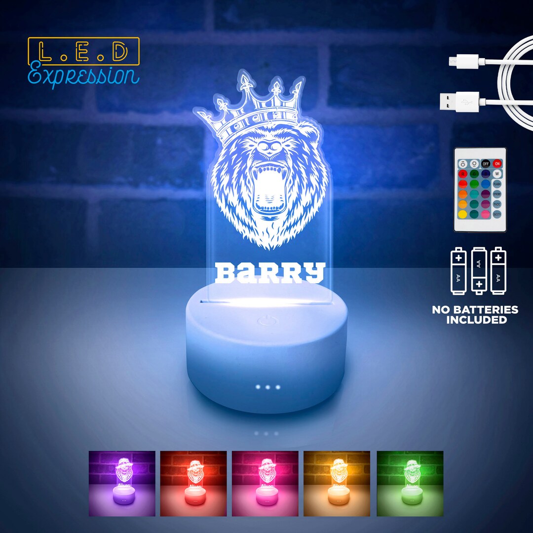 Custom LED Name Light Bear Personalized LED Sign With Remote Control ...