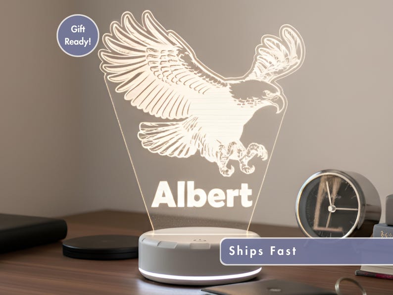 Personalized Eagle Light for Boys and Teens – Custom Name Bird Decor ...