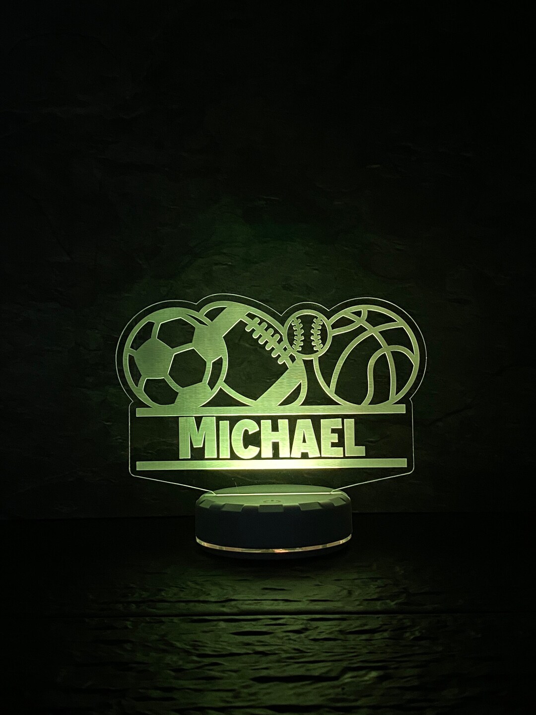 Personalized Sports RECHARGEABLE LED Night Light - Custom Gift for Fans ...