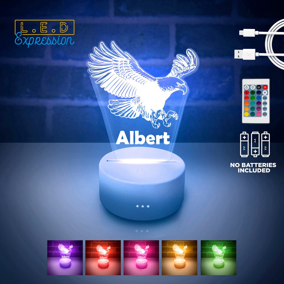 Personalized Eagle Night Light - Custom LED Eagle Lamp for Nature ...
