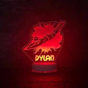 Personalized Swimmer RECHARGEABLE LED Night Light Custom Gift for Fans ...