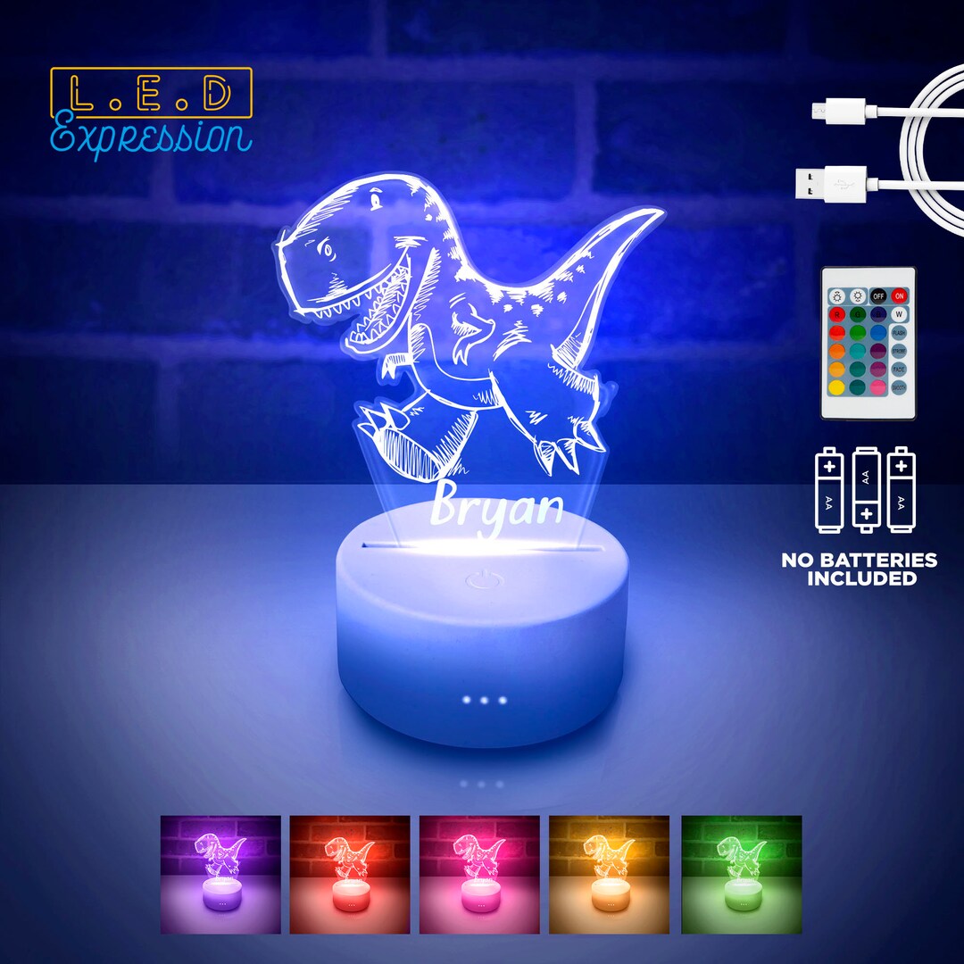 Dinosaur LED Night Light - Personalized Remote Control, Perfect for ...
