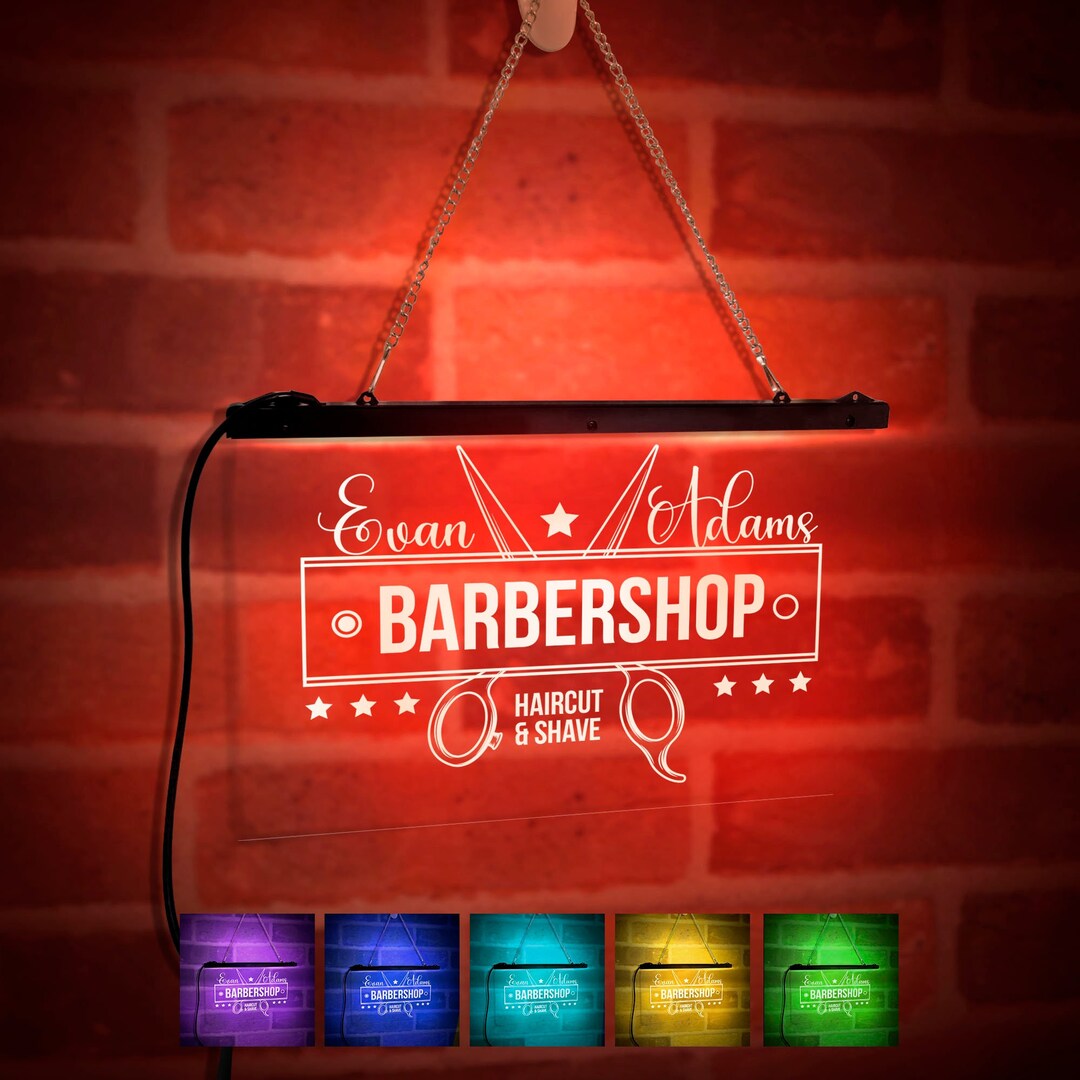 Custom LED Name Sign | Barbershop Personalized LED Sign | LED Night ...