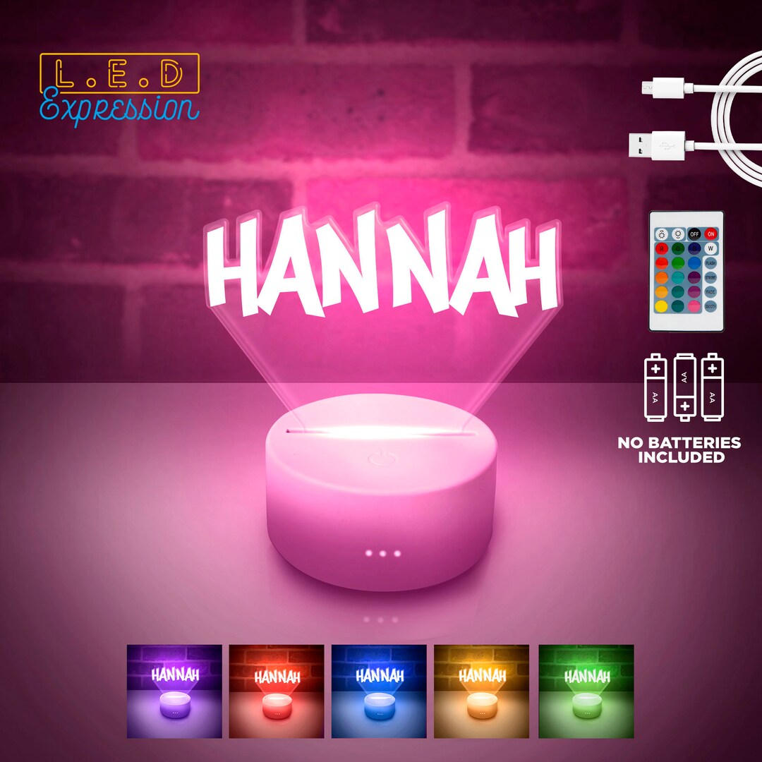 Custom LED Name Light | Cool Font Personalized LED Sign With Remote ...