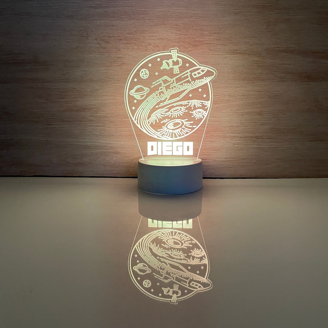 Rocket and Astronaut LED Night Light - Personalized Remote Control ...