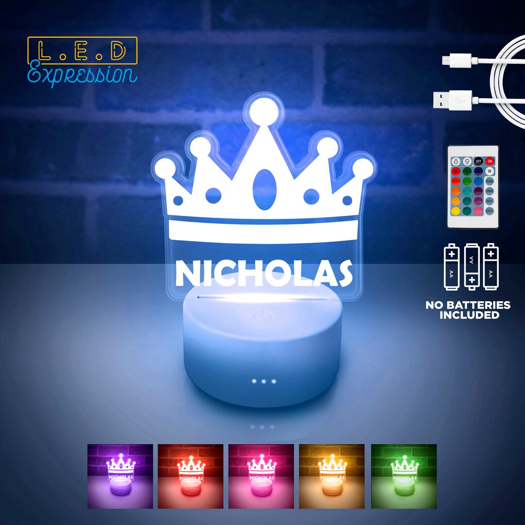 Custom LED Name Light King's Crown Personalized LED Sign With Remote ...