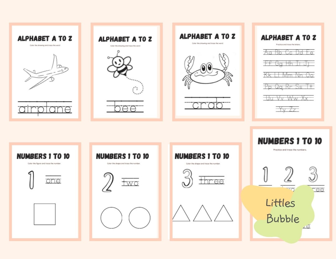 Pre-k Worksheets 39 Pages - Practice Alphabet & Numbers by Coloring and ...