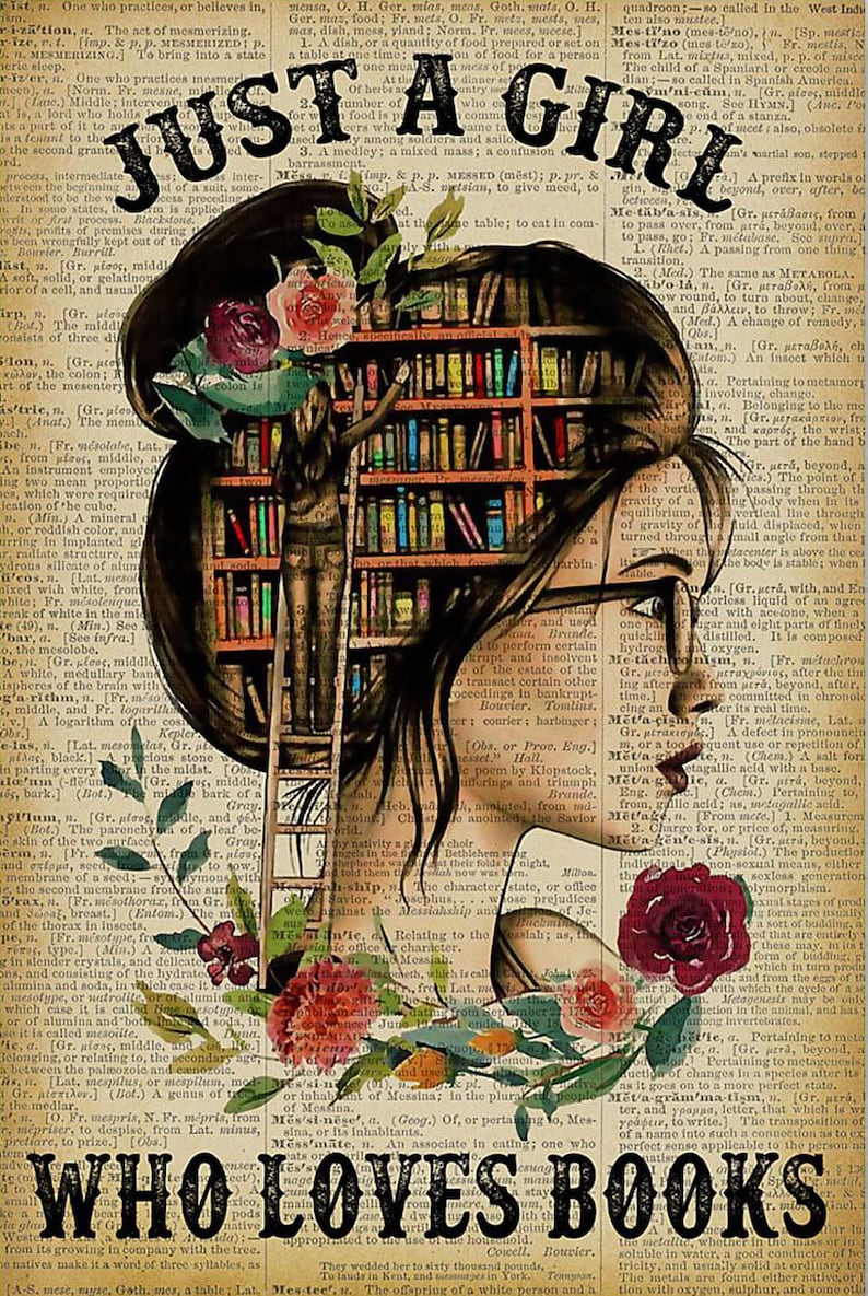 Just A Girl Who Loves Books Poster, Books Poster, Books Lover Poster, Library Poster, Vintage ...