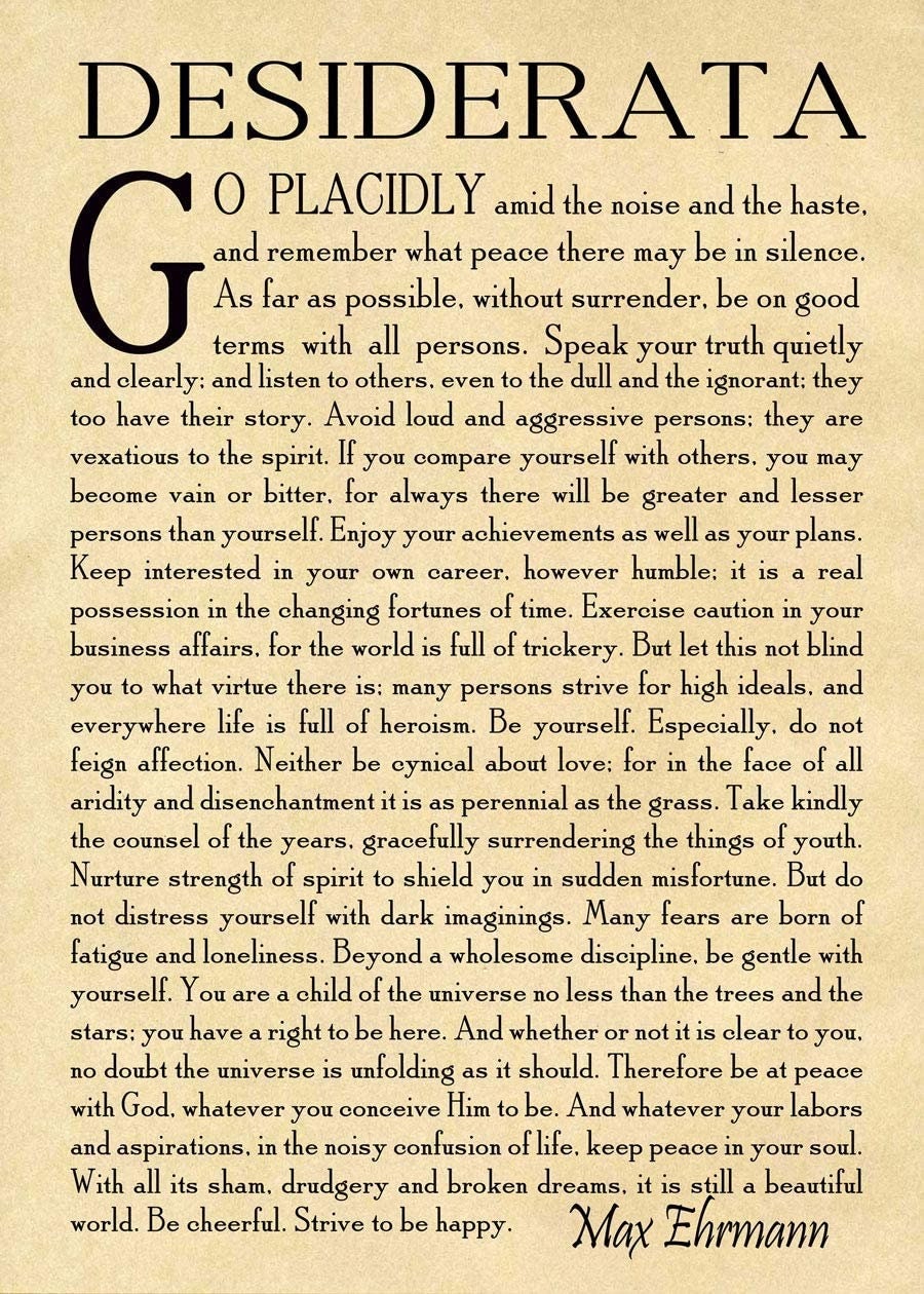 Vintage Desiderata Poem Desiderata Poster, Vintage Wall Art, Vintage ...