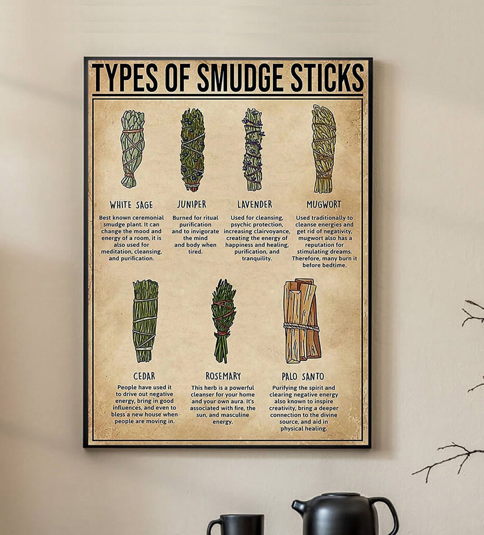 Types of Smudge Sticks Poster, Smudging Poster, Smudging Knowledge ...
