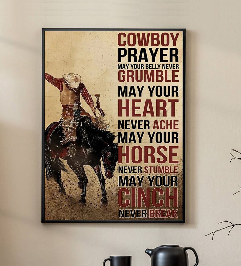 Cowboy Prayer May Your Cinch Never Break Poster, Horse Poster, Vintage ...