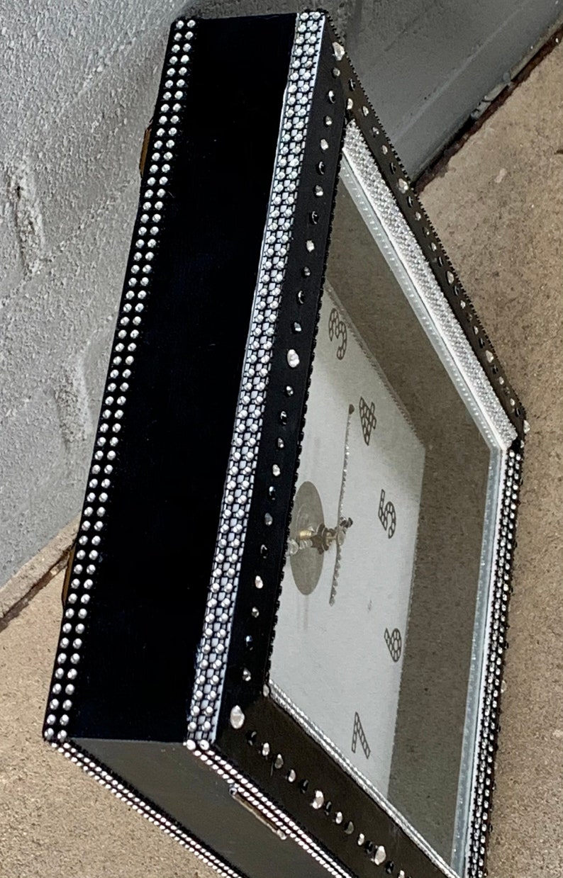 Swarovski Crystal Wood Shadow Box Wall Clock, Custom Home Deco, Shadow ...