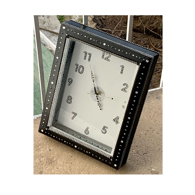 Swarovski Crystal Wood Shadow Box Wall Clock, Custom Home Deco, Shadow ...