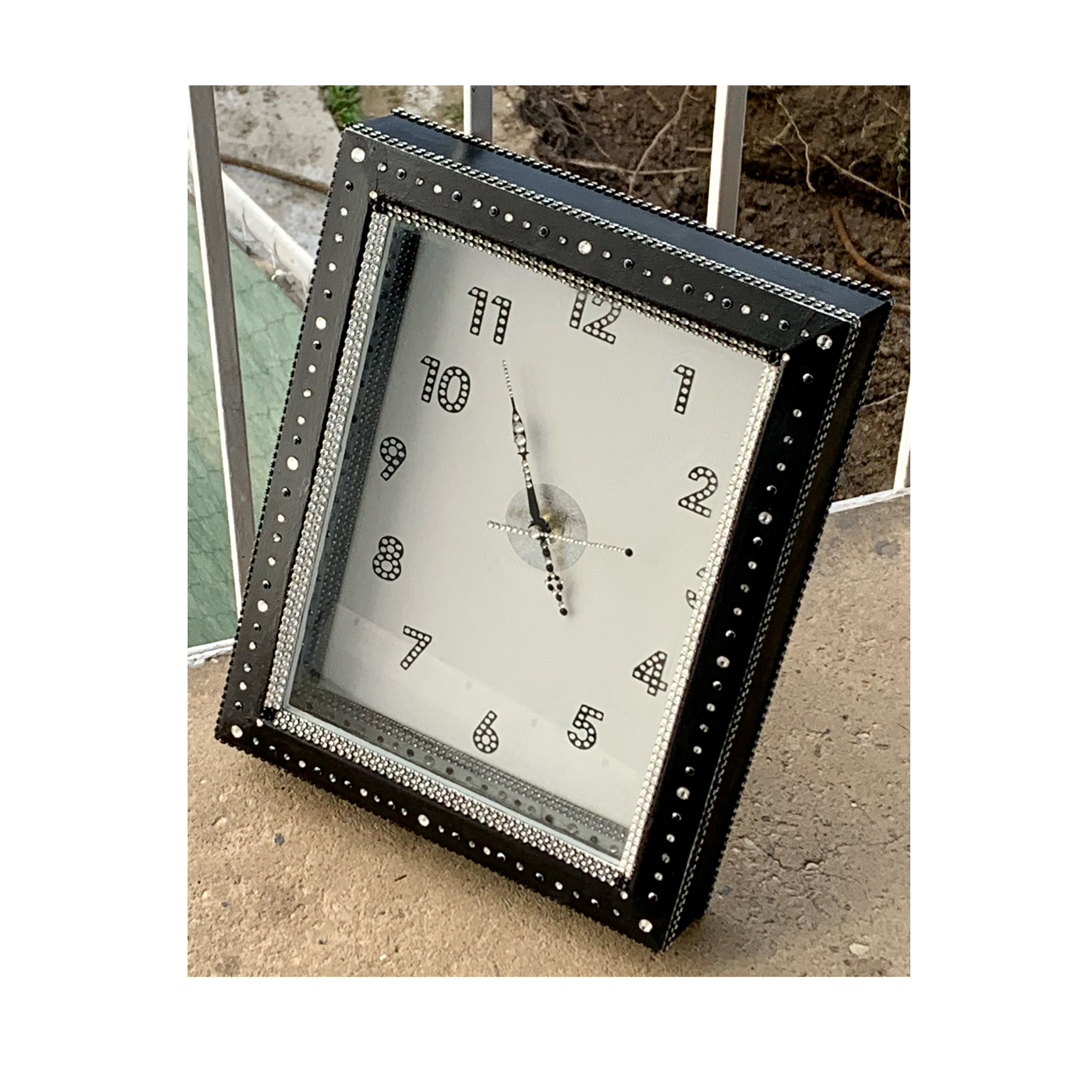 Swarovski Crystal Wood Shadow Box Wall Clock, Custom Home Deco, Shadow ...