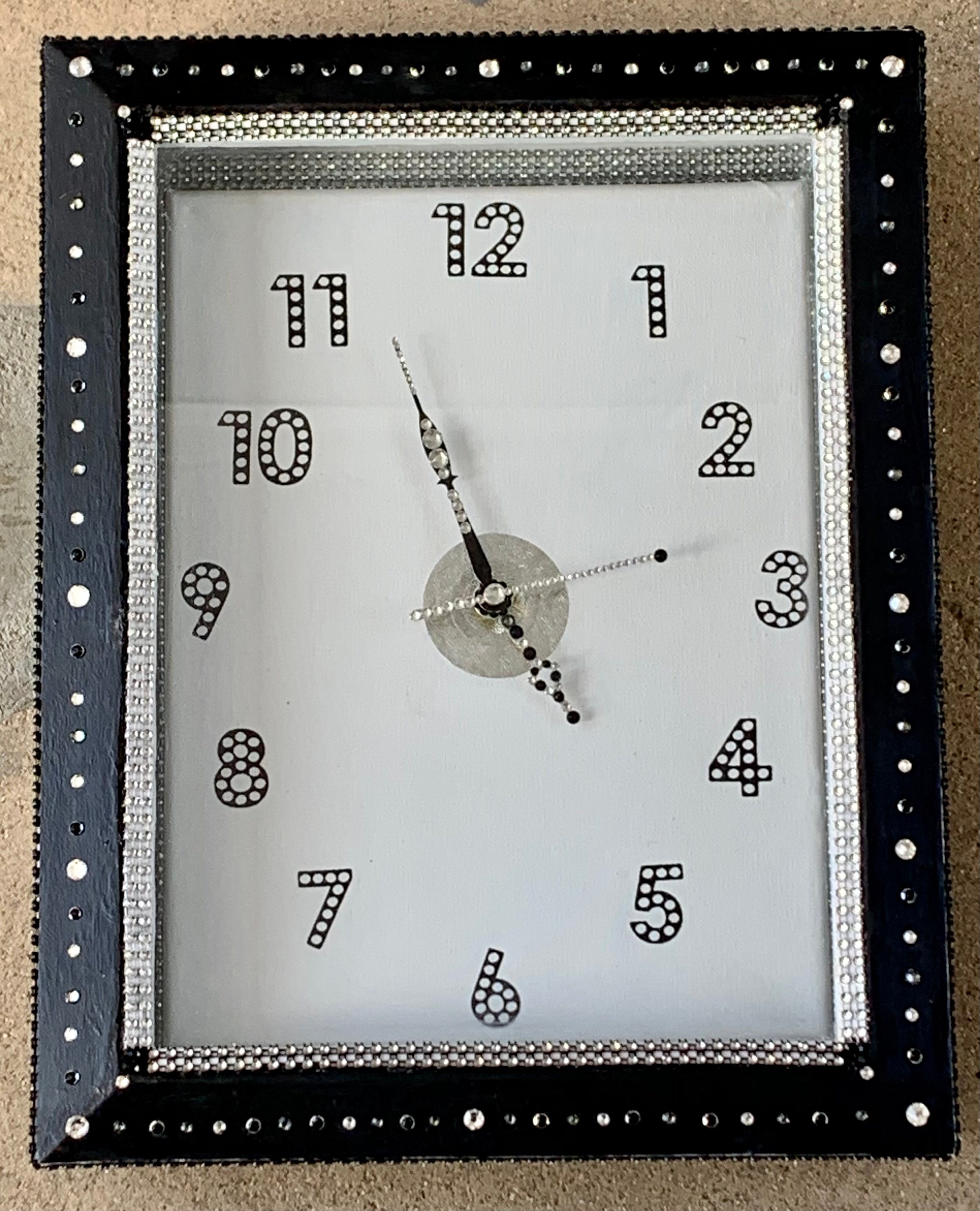 Swarovski Crystal Wood Shadow Box Wall Clock, Custom Home Deco, Shadow ...