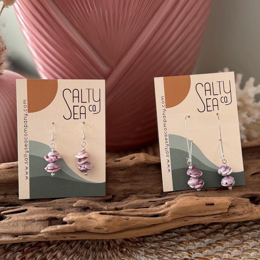 Cebu Beauty Flower Purple Shell Drop Earrings - Etsy