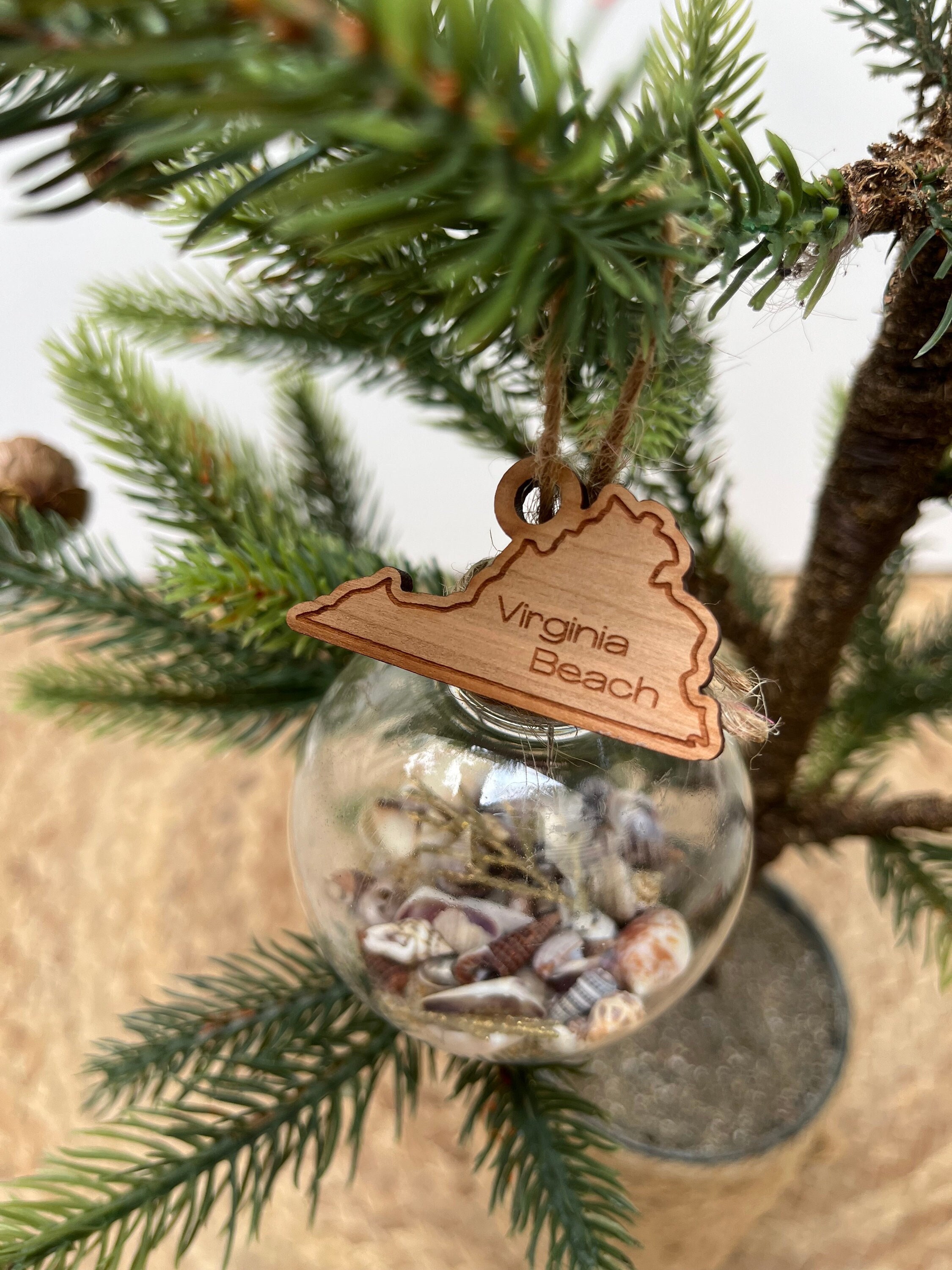 Virginia Beach Shell & Sand Filled Holiday Ornament - Etsy