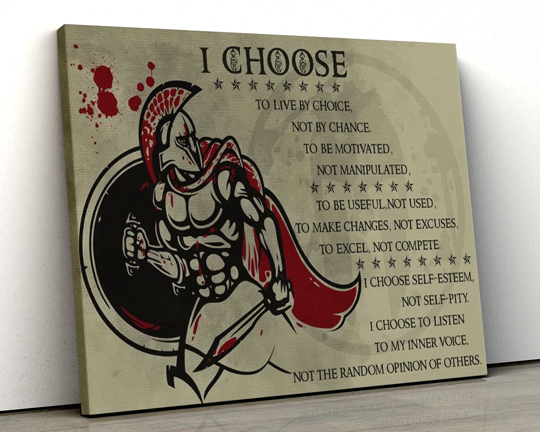 Spartan Poster Warrior Canvas I Choose to Live by Choice Not - Etsy