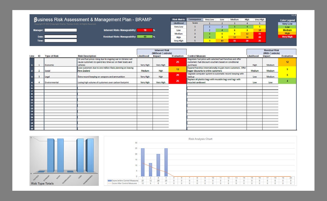 Business Risk Assessment and Management Excel Template - Etsy