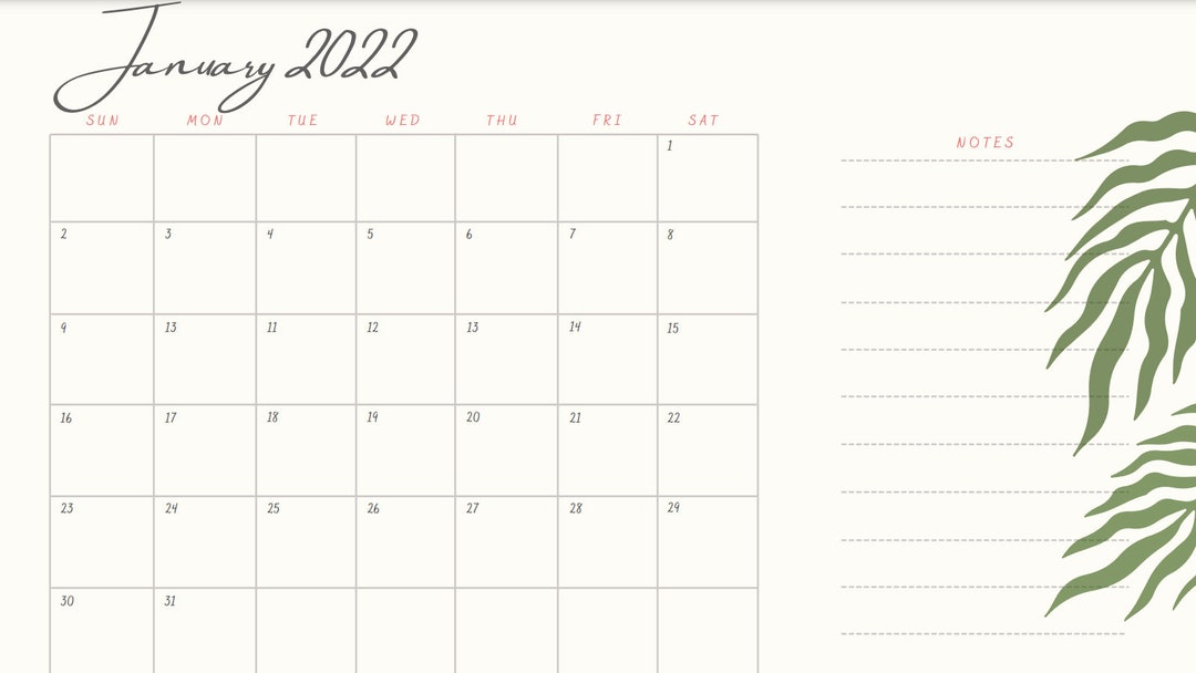 Minimal Botanical Beige Calendar - Etsy