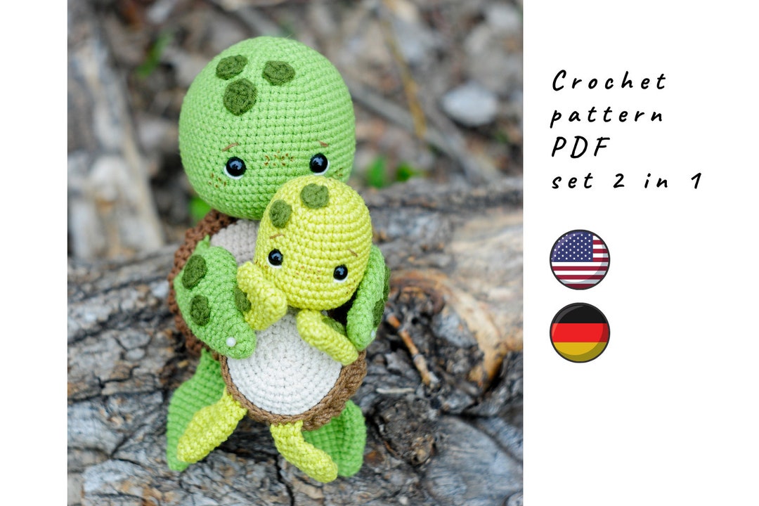 Turtle Crochet Pattern Set 2 in 1. Cute Crochet Turtle. Baby Turtle ...
