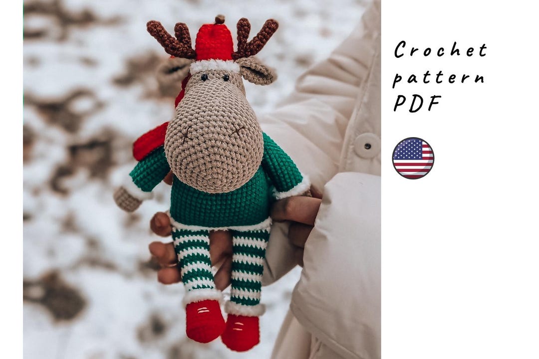 Moose Crochet Pattern. Christmas Moose Pattern. Amigurumi Moose. Cute ...