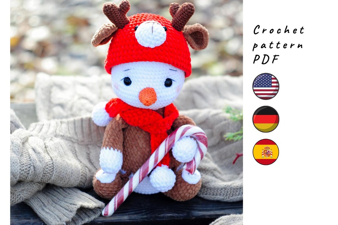 Snowman Crochet Pattern. Plush Toy Pattern. Cute Christmas Snowman ...
