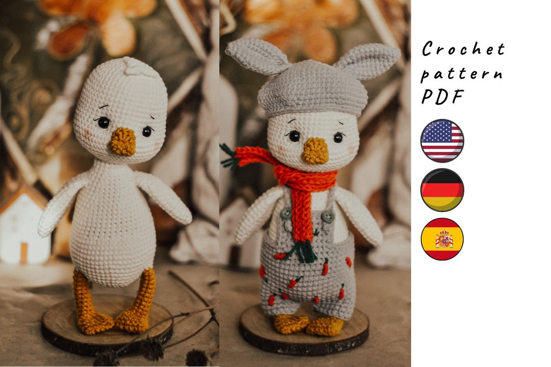 Easter Duck Crochet Pattern. Funny Duck in Bunny's Outfit Crochet ...